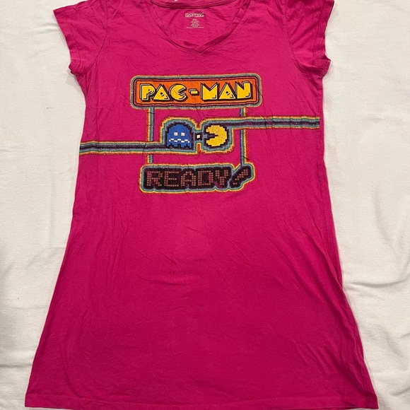 Pac Man | Tops | Pink Pacman Graphic Tshirt | Poshmark